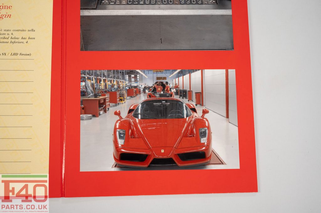 Ferrari Enzo certificate of origin and letter - F40 Parts